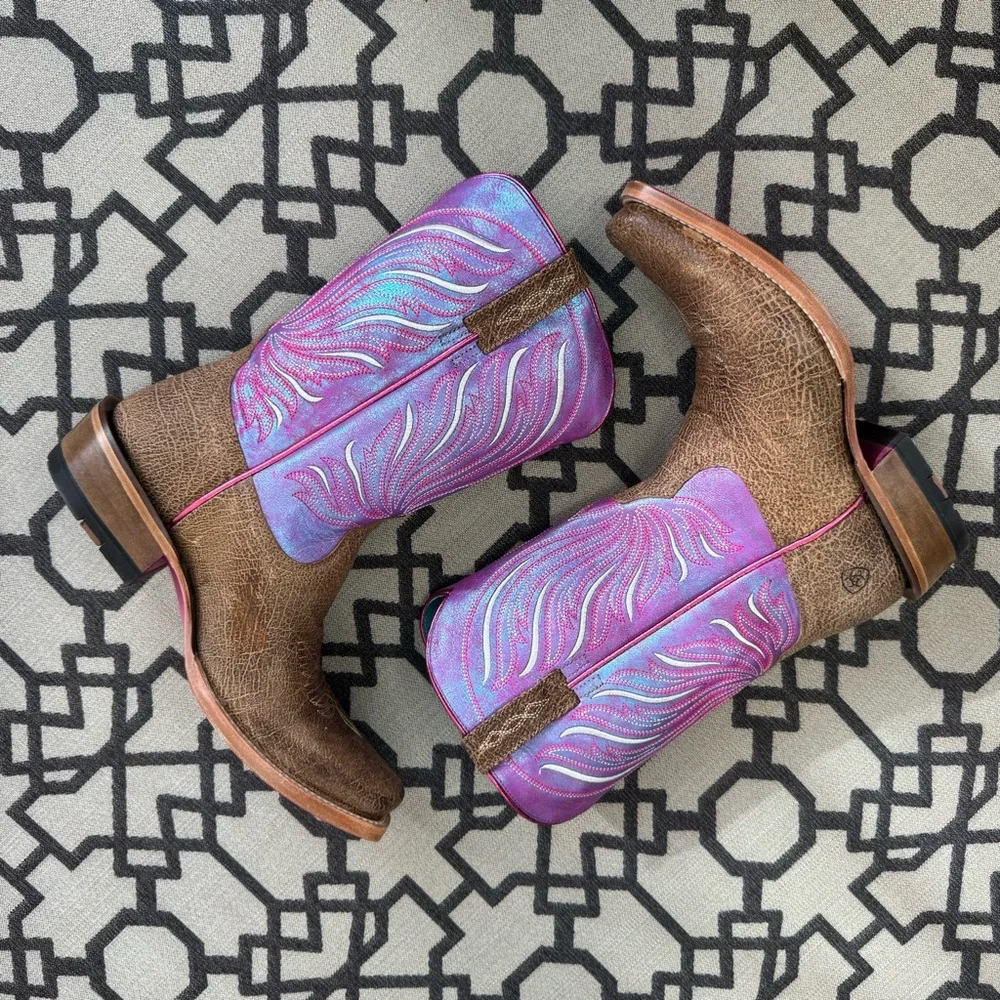 Ariat | Shoes | Ariat Futurity Dash Western Cowboy Boots Brown Pink ...